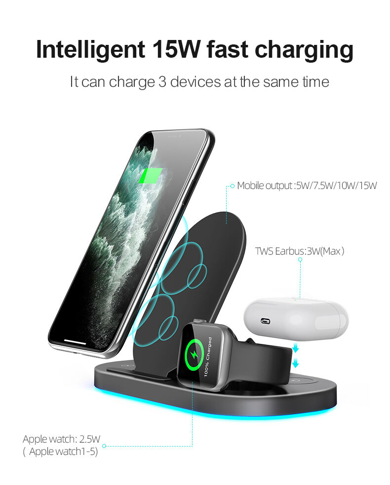 Buy Wholesale China Wireless Charging Station, 3 In 1 Wireless Charger ...