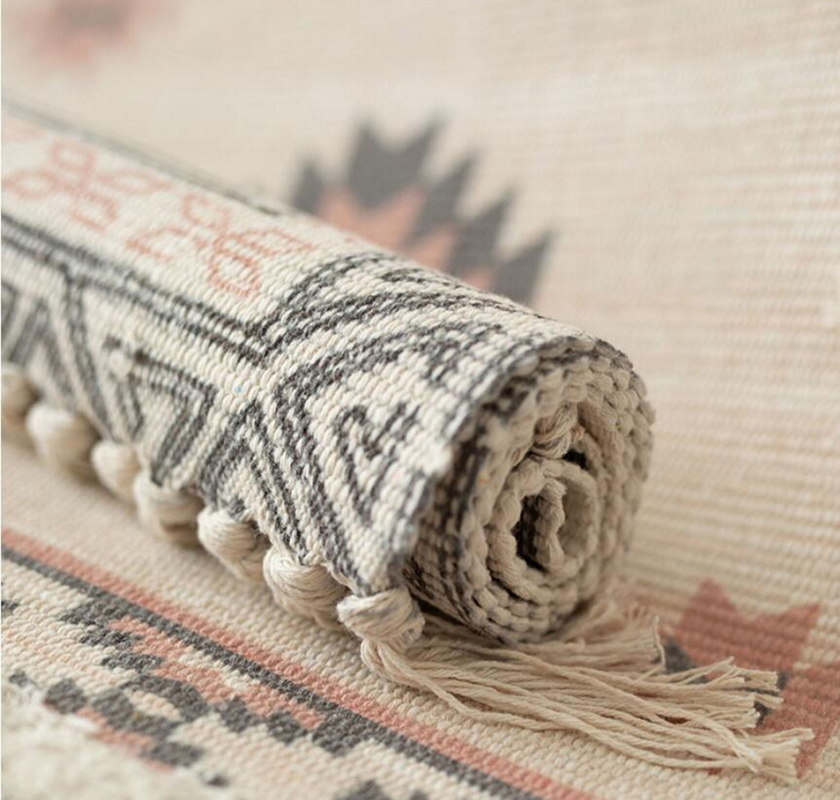 Buy Wholesale China Printed Cotton Area Rug, Woven Fringe Throw Rugs ...