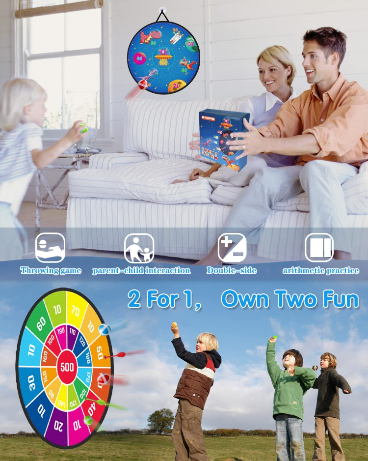 Dart Board For Kids With 12 Sticky Balls 4 Darts, Safe Indoor Outdoor ...