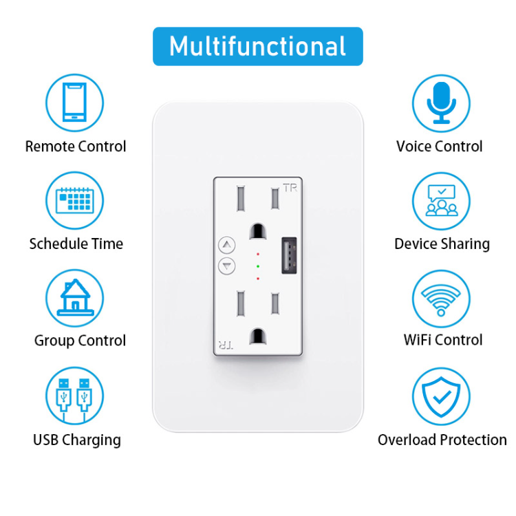Alexa Homekit Smart Wifi Power Us Standard Household Socket Receptacle ...