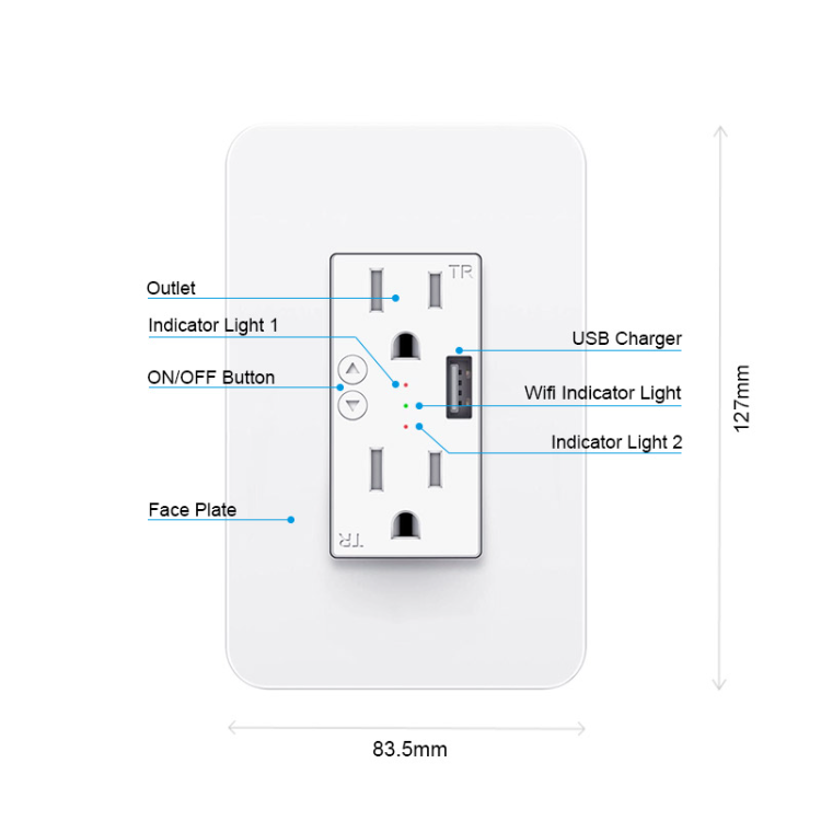 Alexa Homekit Smart Wifi Power Us Standard Household Socket Receptacle ...