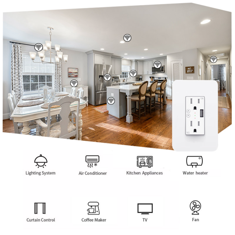 Alexa Homekit Smart Wifi Power Us Standard Household Socket Receptacle ...
