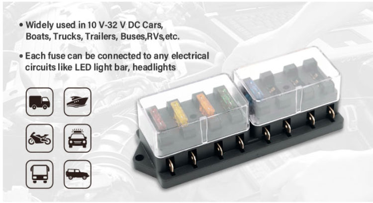 8 Way Blade Fuse Holder Block Box Atc/ato Standard Circuit Fuses With ...