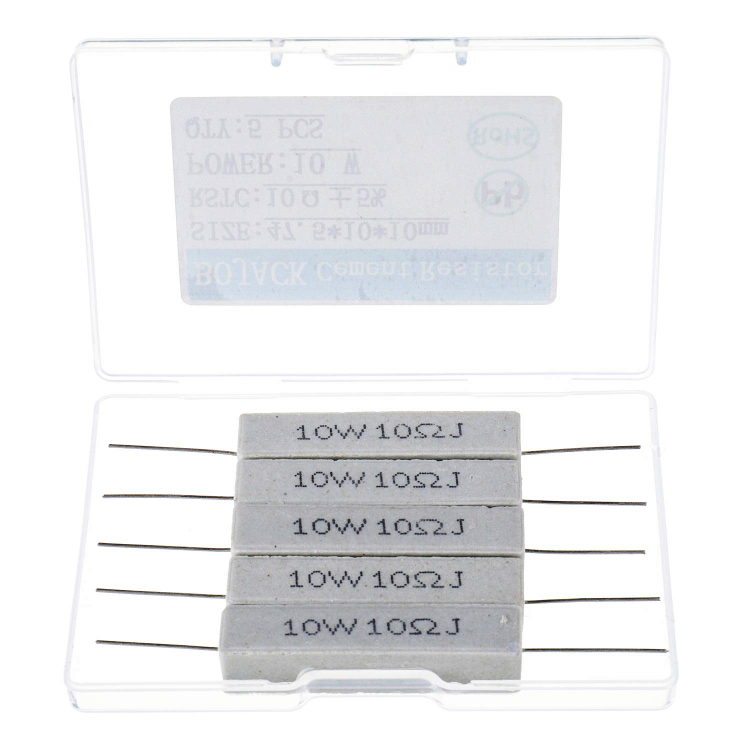 Pack Of 5 Pcs Resistor Cement Ceramic Cement Resistor 10w 10 Ohm ...