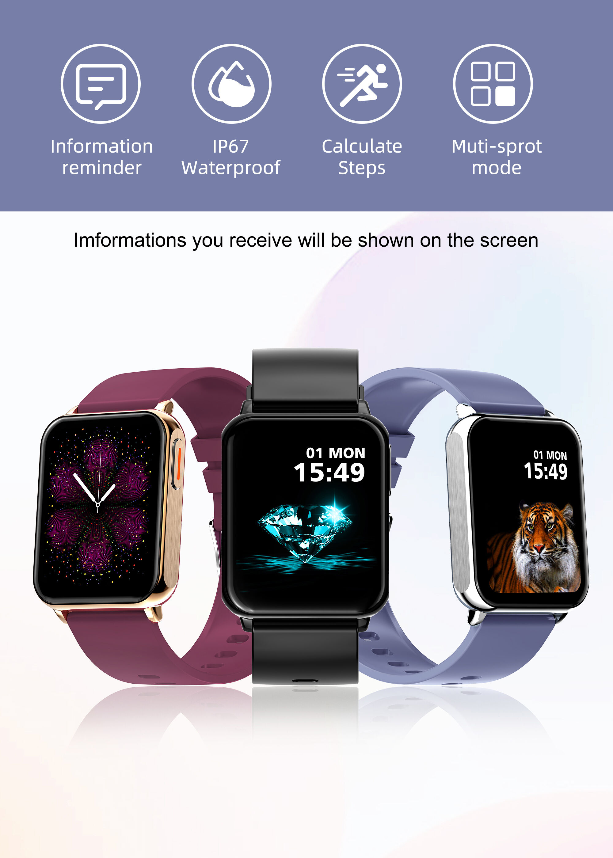 Buy Wholesale China Zl28-smart Watch Smart Bracelet Ce Rohs Smart Watch ...