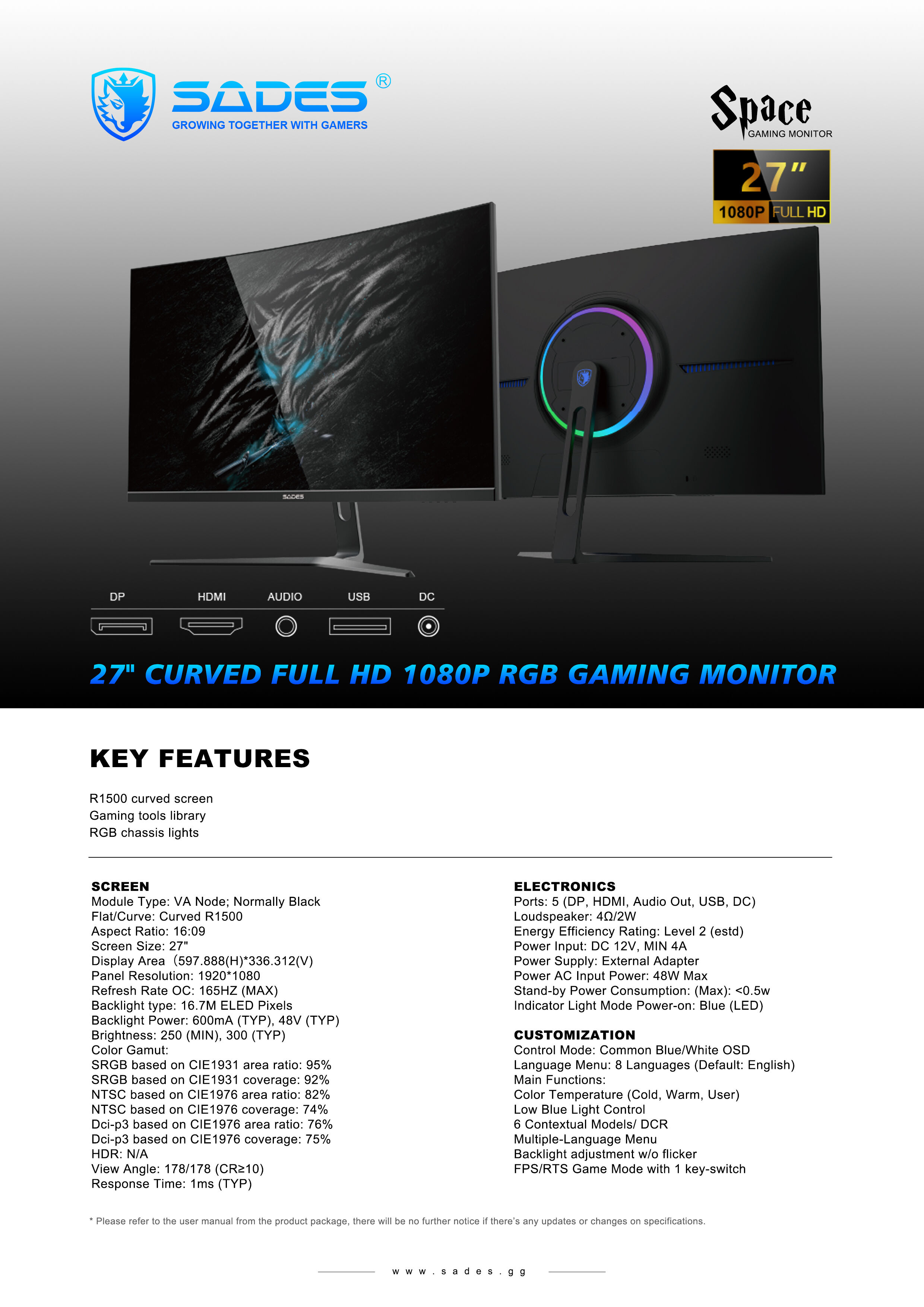 Buy Wholesale China 27" Gaming Monitor Curved Screen Rgb Lights ...