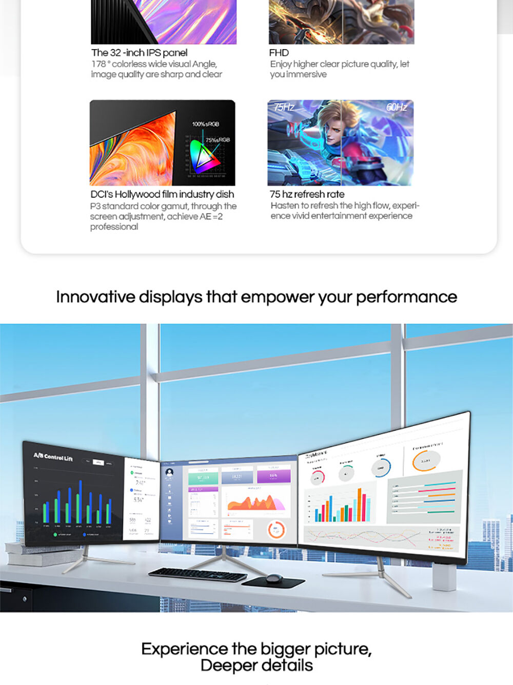 Buy Wholesale China 32 Inch Lcd Monitor 75hz Ips Computer Display Rgb ...