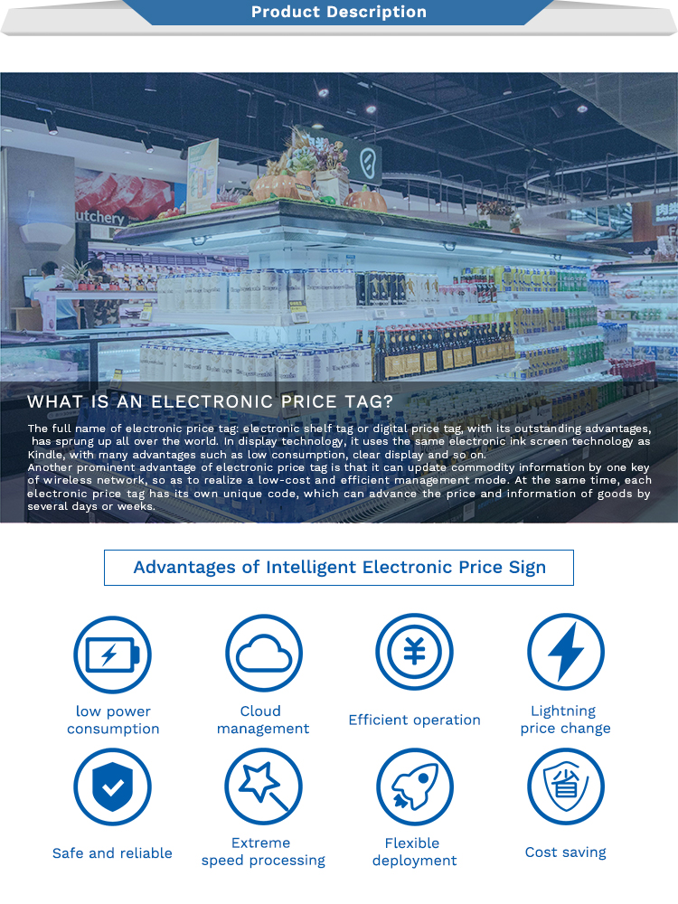 Supermarket Screen Size 2.6 Ble 5.0 E Ink Digital Price Tags Epaper ...