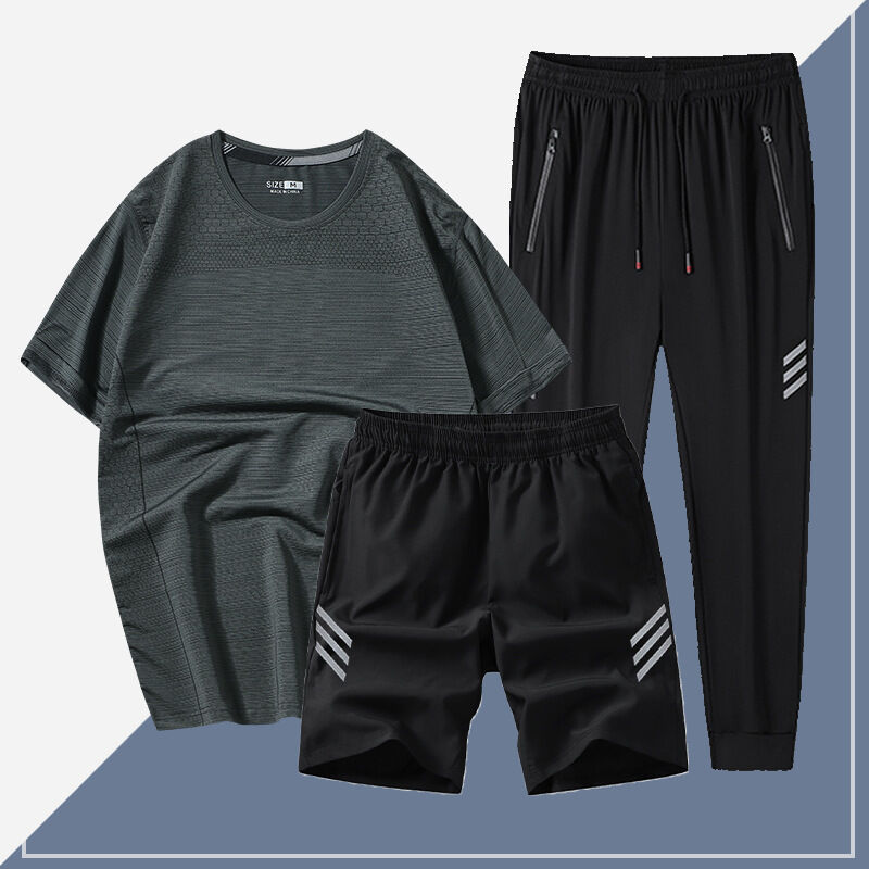 Oem/odm Men's Tracksuits Short Sleeve T-shirt Round Neck Silk Fabric ...