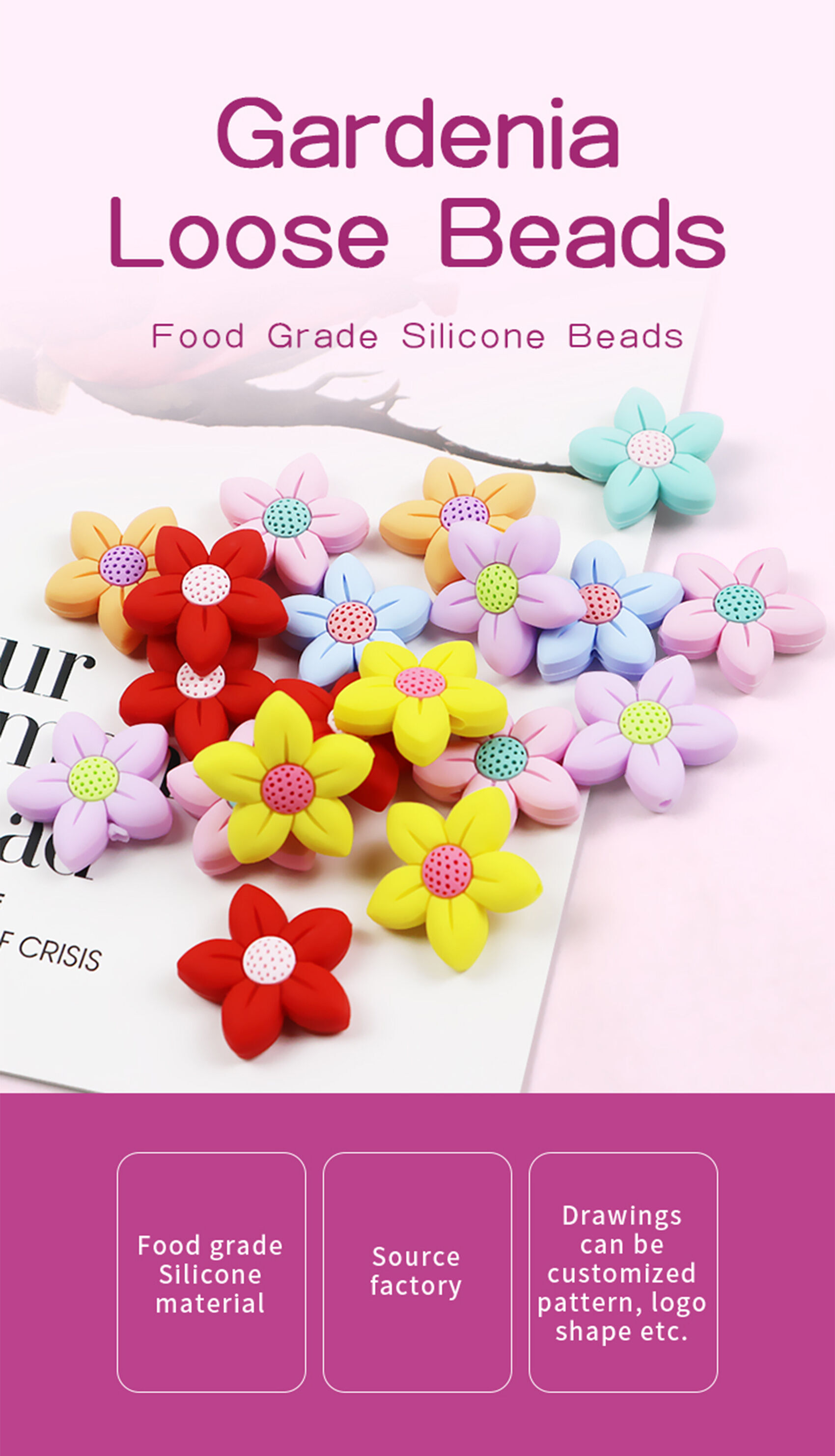 Buy Wholesale China Newly Popular Silicone Baby Chewing Beads Gardenia ...