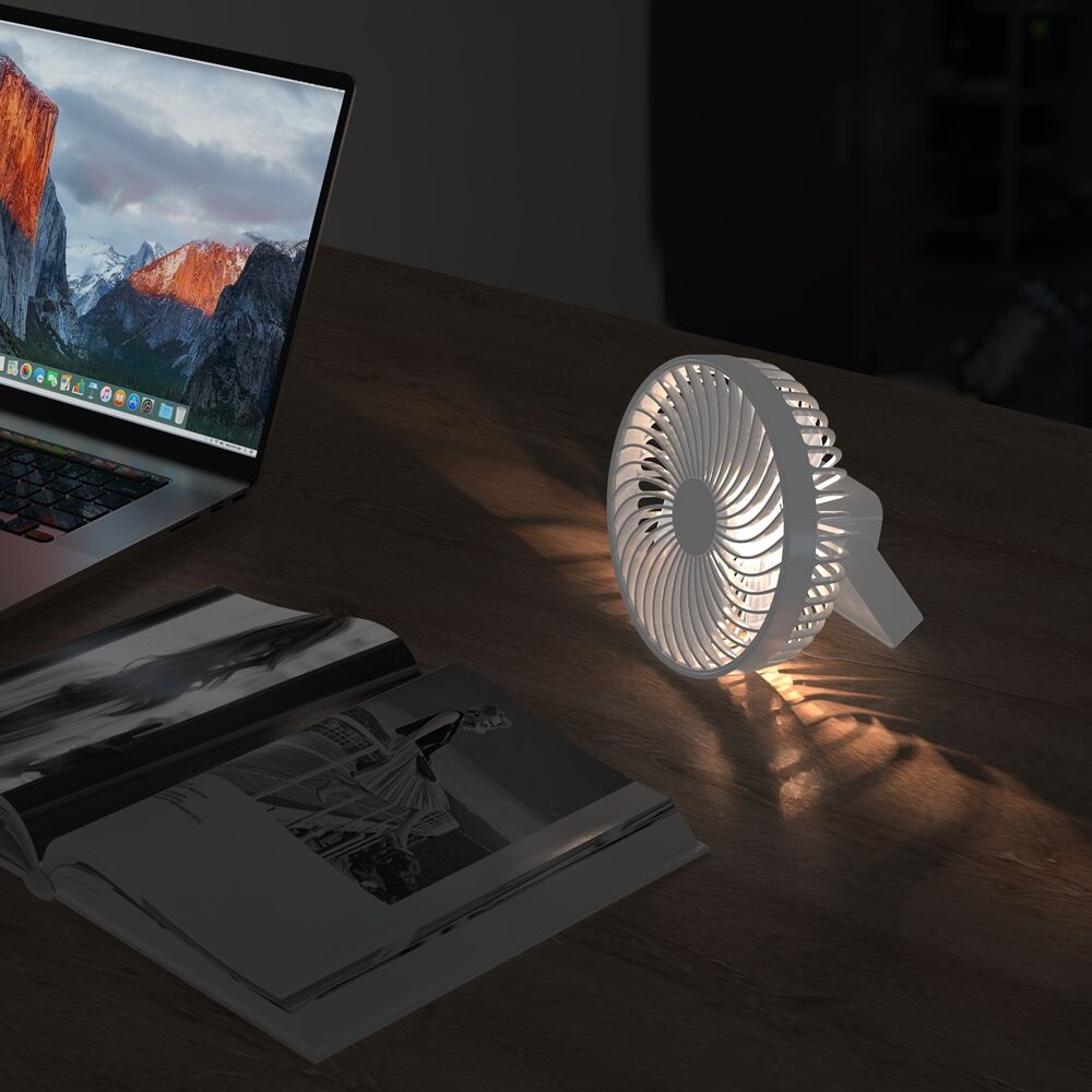Camp Lighting Fan Portable Rechargeable Mini Lighting Fan Table Fan ...