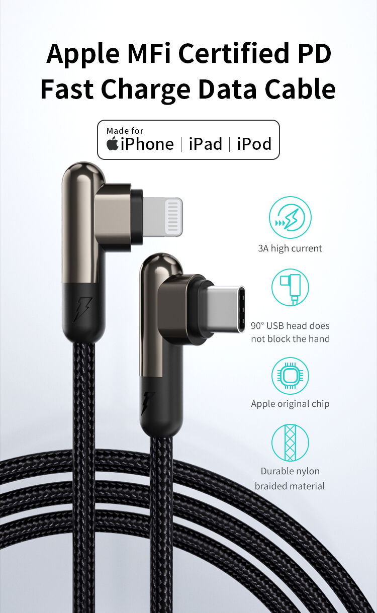 Buy Wholesale China Mfi Certificate Right Angle Usb C To Lightning ...