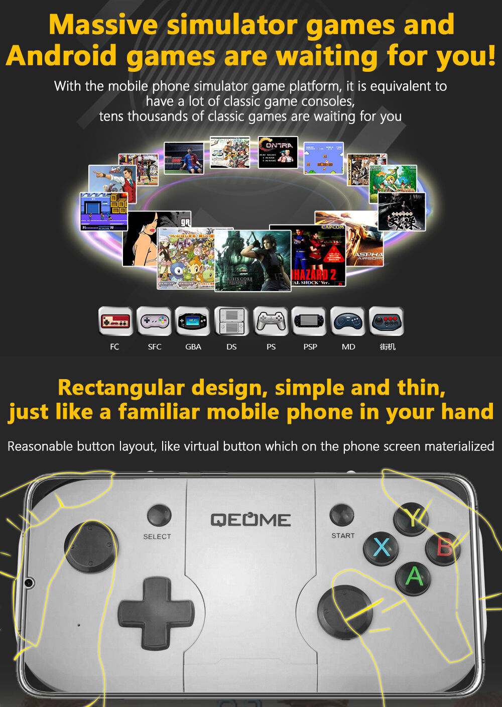 Qeome Light Weighted Portable Game Controller For Android/ios/pc/ps3 ...