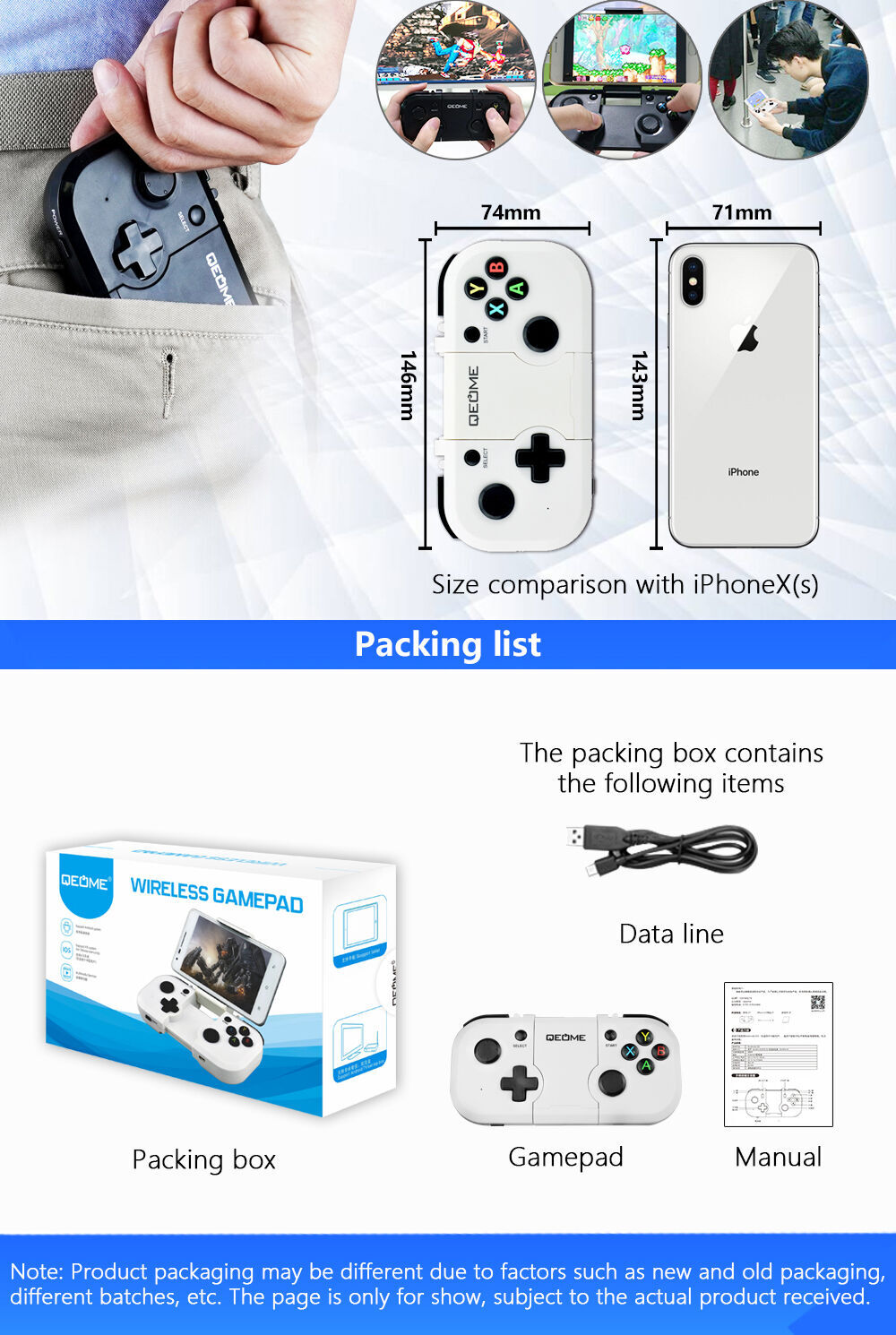 Qeome Light Weighted Portable Game Controller For Android/ios/pc/ps3 ...