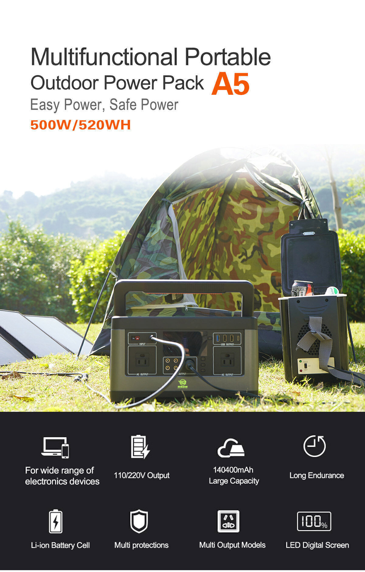Buy Wholesale China Outdoor 500w Portable Power Station Home Solar ...