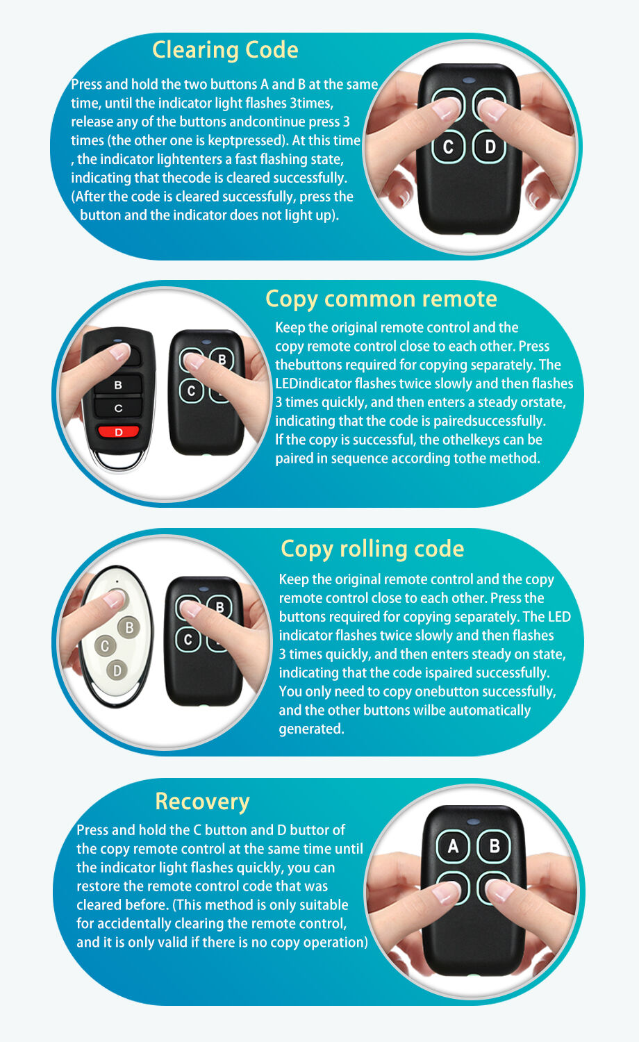 Buy Wholesale China 4 Buttons Learning/rolling Code 315/433 Duplicator Copy Universal Garage ...