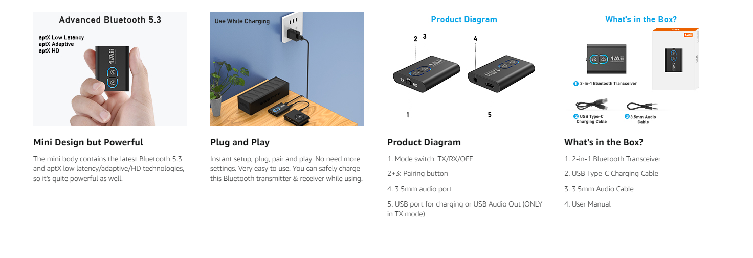 Buy Wholesale China 1mii Bluetooth 5.3 Transmitter Receiver For Tv To ...