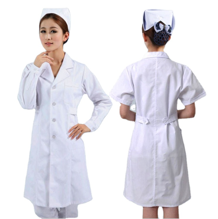 Women Polyester+cotton White Lab Coat Fashion Design Clinic Notched ...