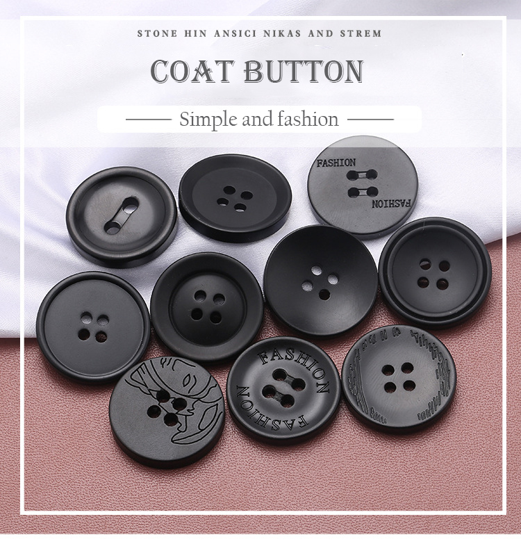 Factory Wholesale Classical Round Black Engraved Sustainable 4-holes ...