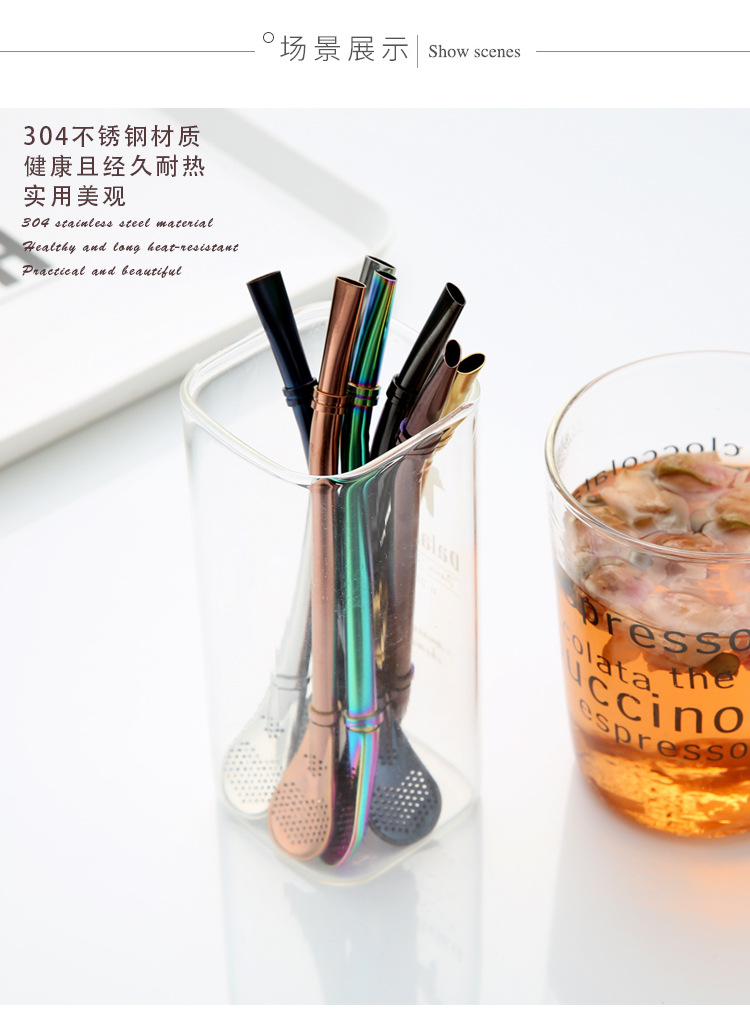 Eco Friendly Straw Reusable 304 Stainless Steel Portable Yerba Mate