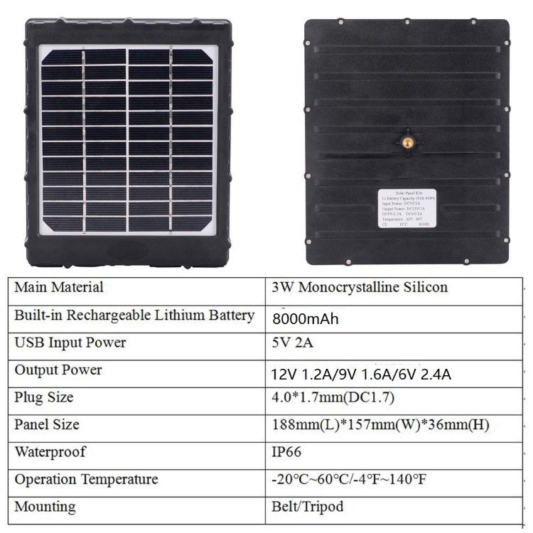 12v/9v/6v Solar Panel With Battery 8000mah High Efficiency Portable ...