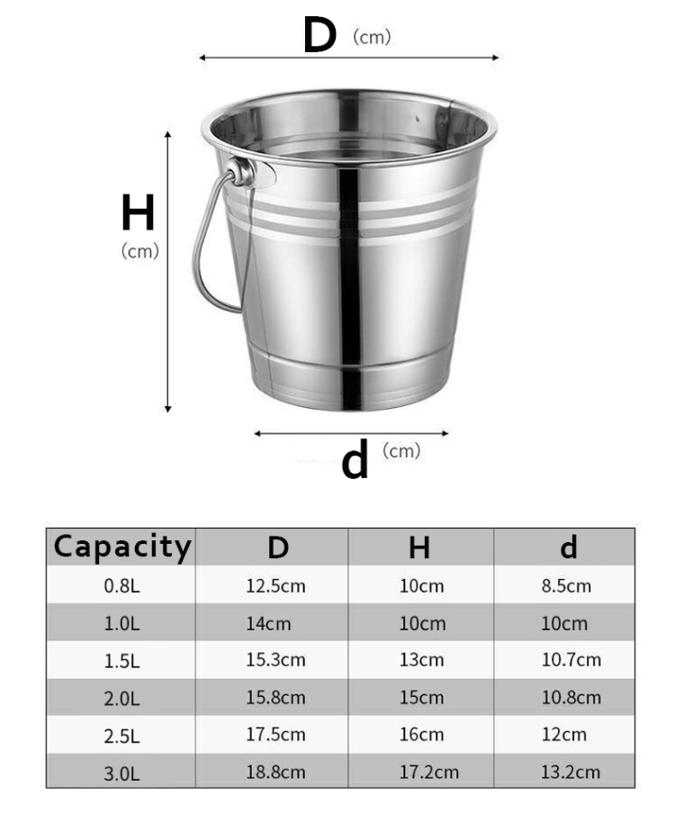 1l, 1.5l, 2l, 2.5l, 3l Stainless Steel Beverage Tubs Metal Champagne Wine Beer Ice Bucket With ...