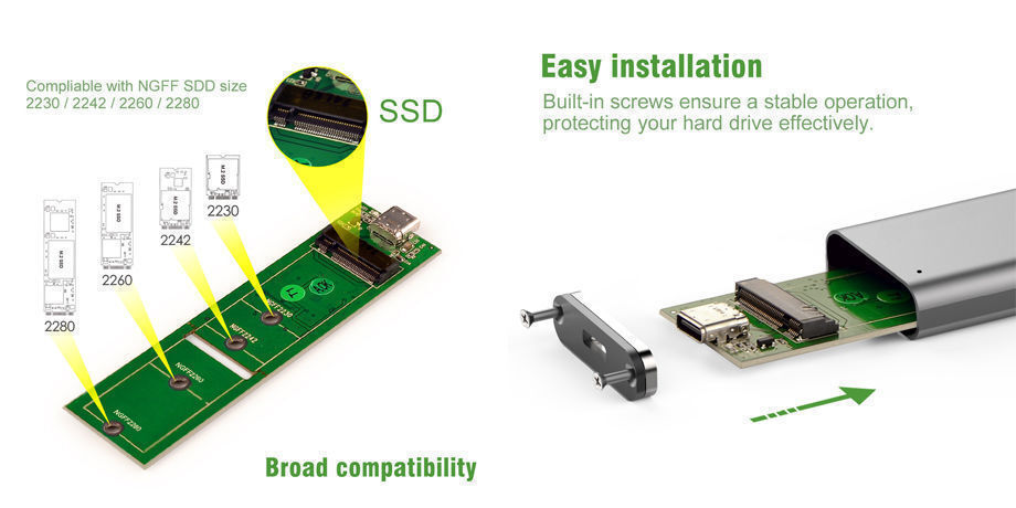 Ce/fcc Certified Usb 3.1 Aluminium Gen2 M.2 Ssd Enclosure Hdd Enclosure ...