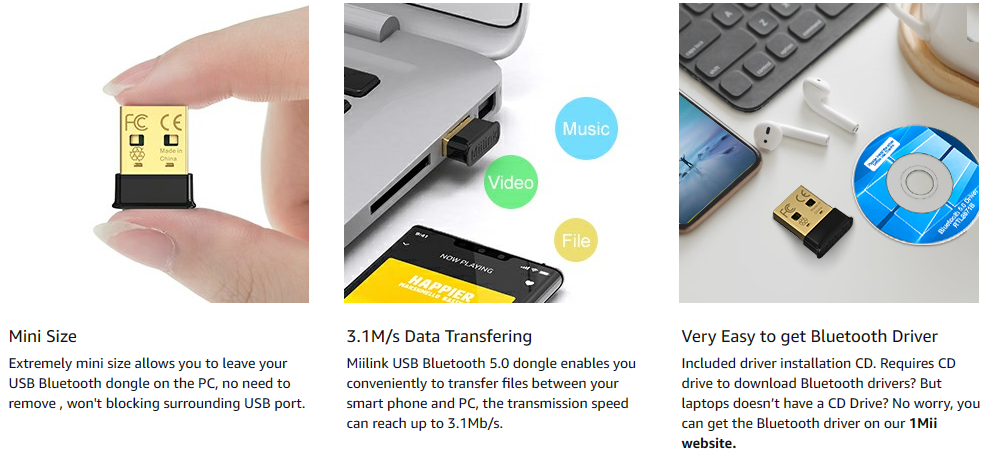 Buy Wholesale China 1mii Bluetooth Adapter For Pc, Usb Bluetooth Dongle ...