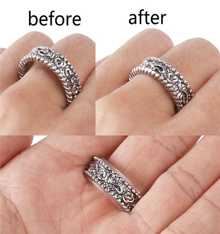8 Size Silicone Invisible Clear Ring Size Adjuster Resizer Loose Rings ...