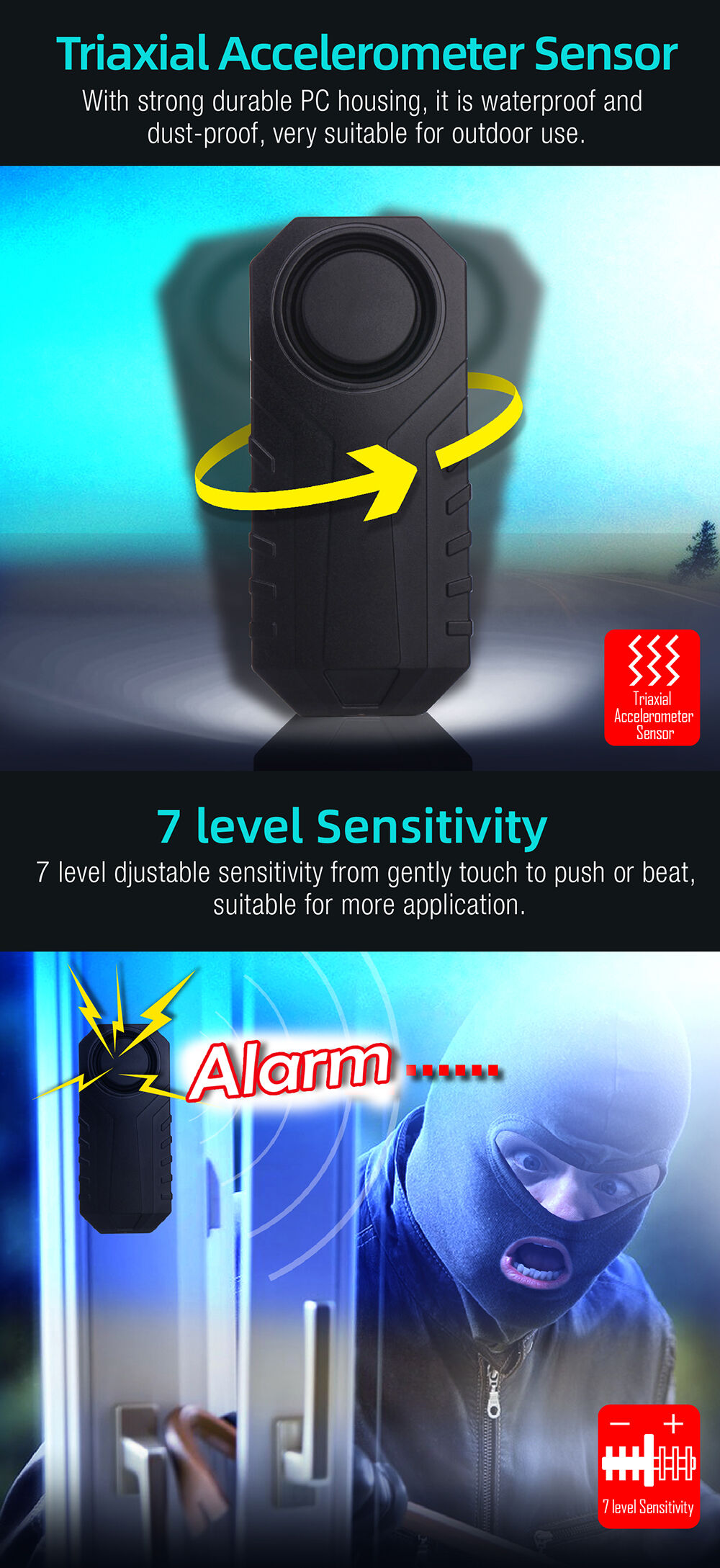 Buy Wholesale China Ip65 Waterproof 113db Burglar Vibration Anti Theft ...
