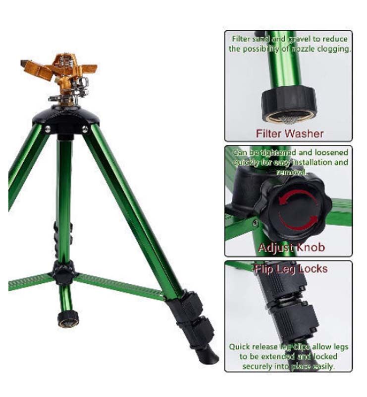 360 Degree Garden Coverage Irrigation Telescopic Impact Tripod Water ...