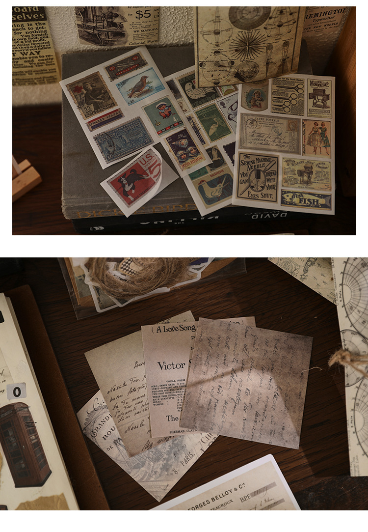 30sheets/pack Creative Retro Handbook Diary Decoration 8 Models Craft ...