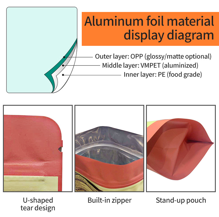 Low Moq Custom Stand Up Pouch With Zipper For Food Cookie Packaging Zip ...