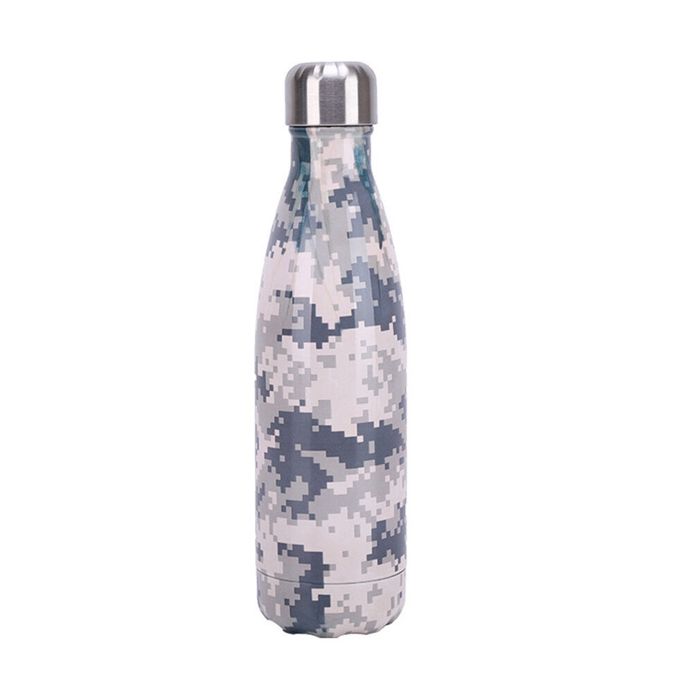 Vacuum Insulated Thermos Stainless Steel Water Flask Bottle Blue Camo ...