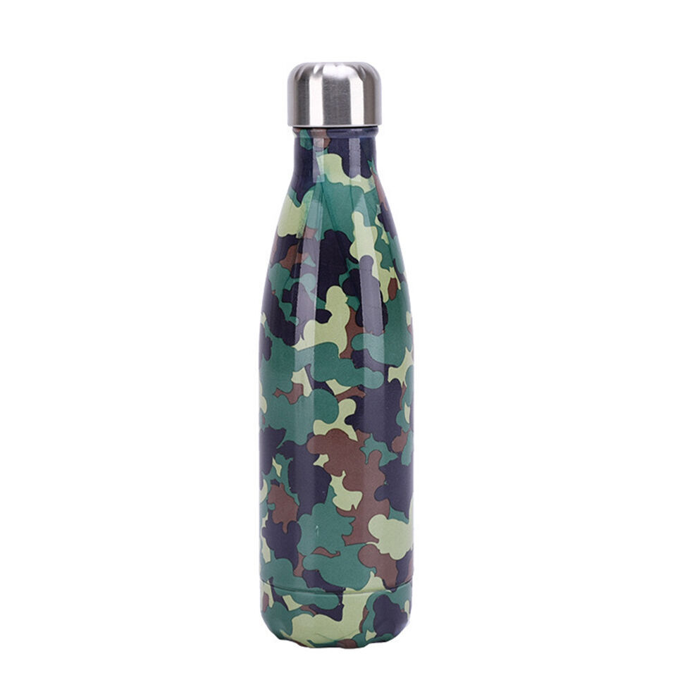 Vacuum Insulated Thermos Stainless Steel Water Flask Bottle Blue Camo ...