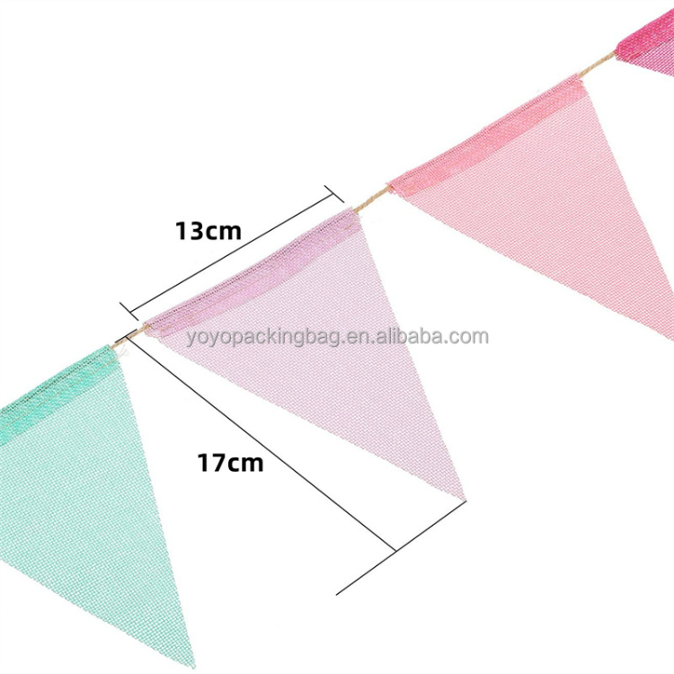 12pcs Bunting Rainbow Hanging Flags Imitated Burlap Pennant Banner ...