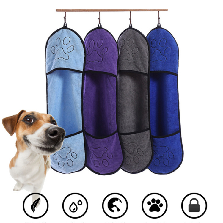 Dog Bath Towel Set With Pockets Microfiber Super Absorbent For Medium ...
