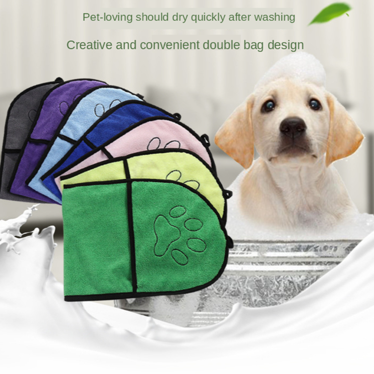 Dog Bath Towel Set With Pockets Microfiber Super Absorbent For Medium ...