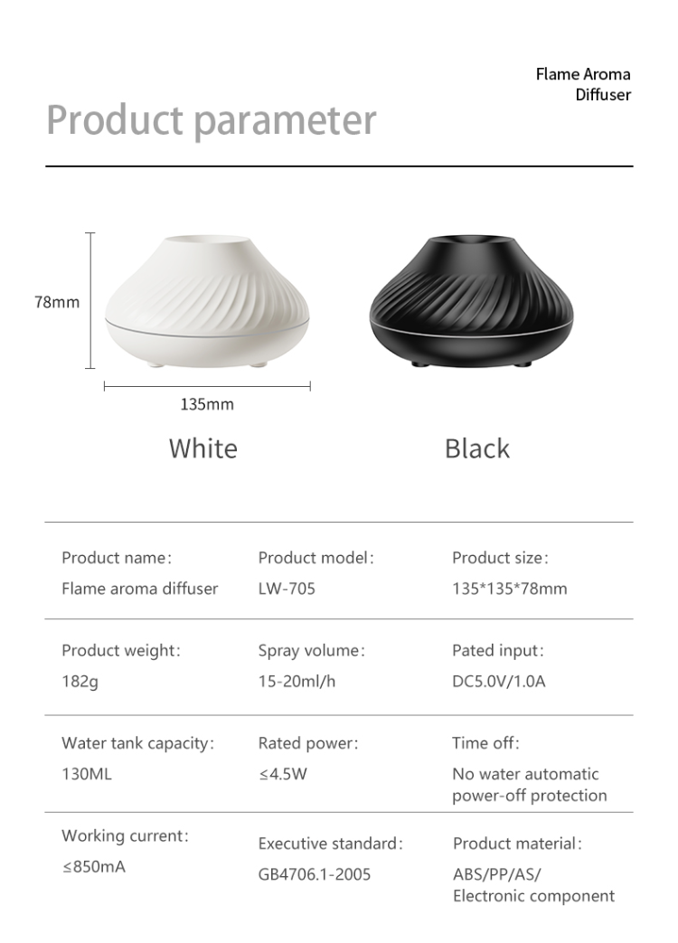 Buy Wholesale China Flame Diffuser Humidifier 130ml With Led Light Change Fire Flame Essential ...