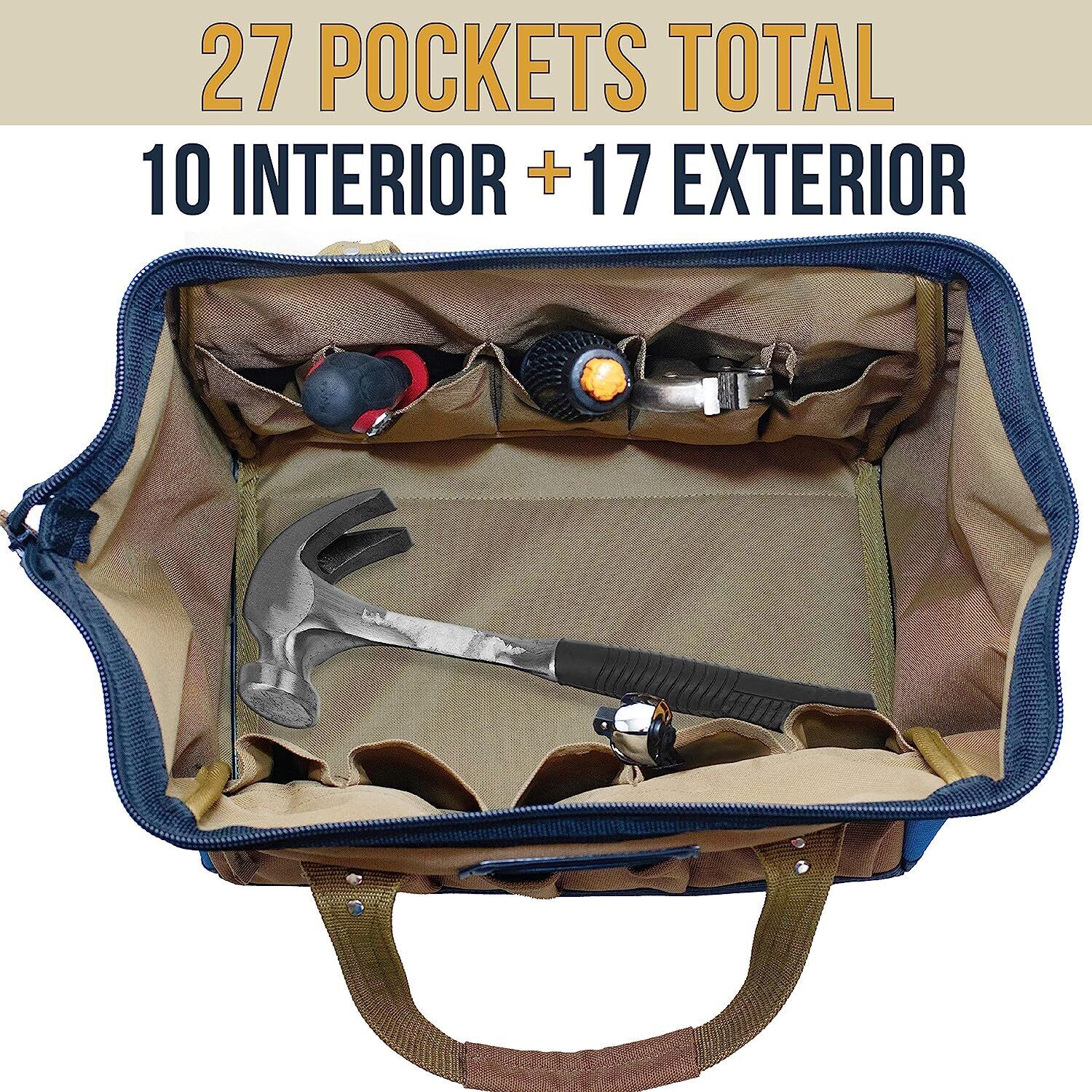 Buy Wholesale China Heavy Duty 27 Pockets Top Wide Mouth Tool Kit Bag ...