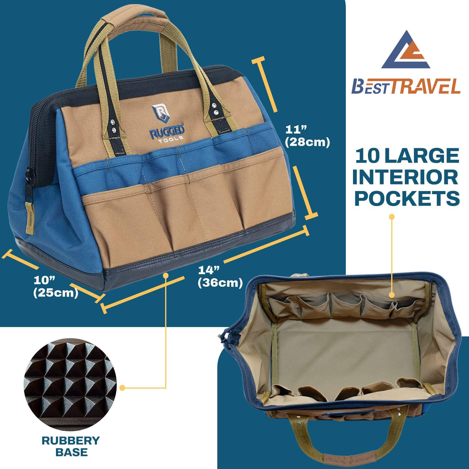 Buy Wholesale China Heavy Duty 27 Pockets Top Wide Mouth Tool Kit Bag ...