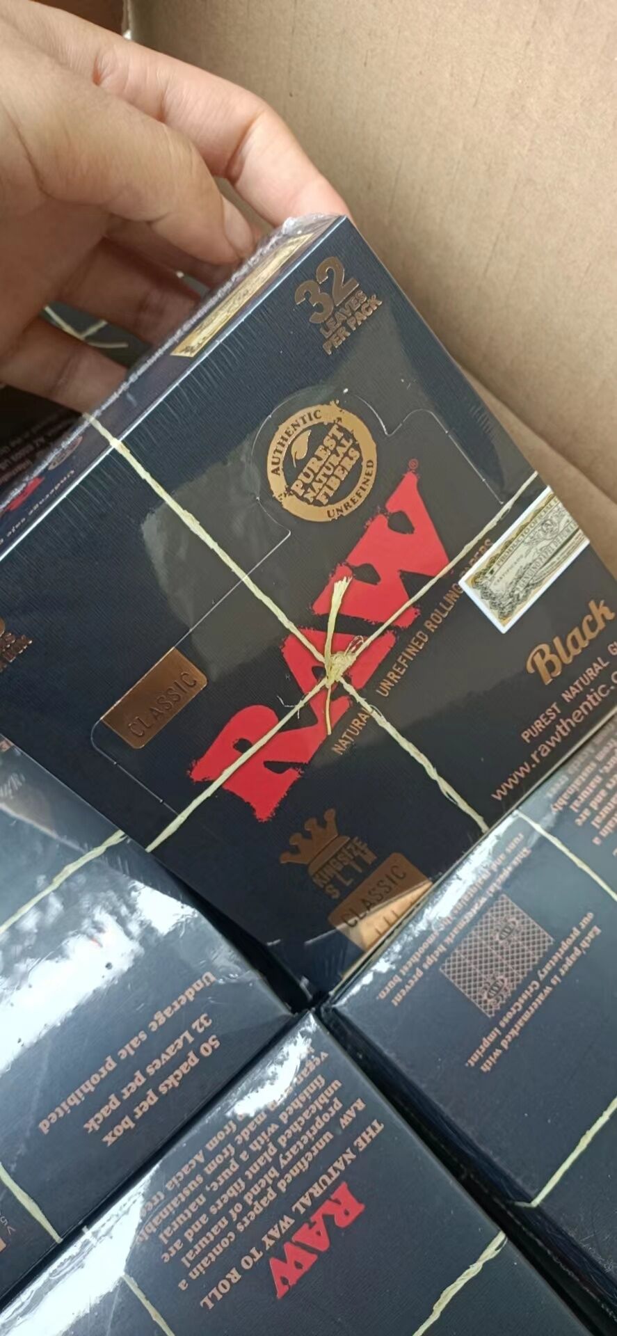 Buy Wholesale China Raw Classic Black King Size Slim Natural Unrefined ...