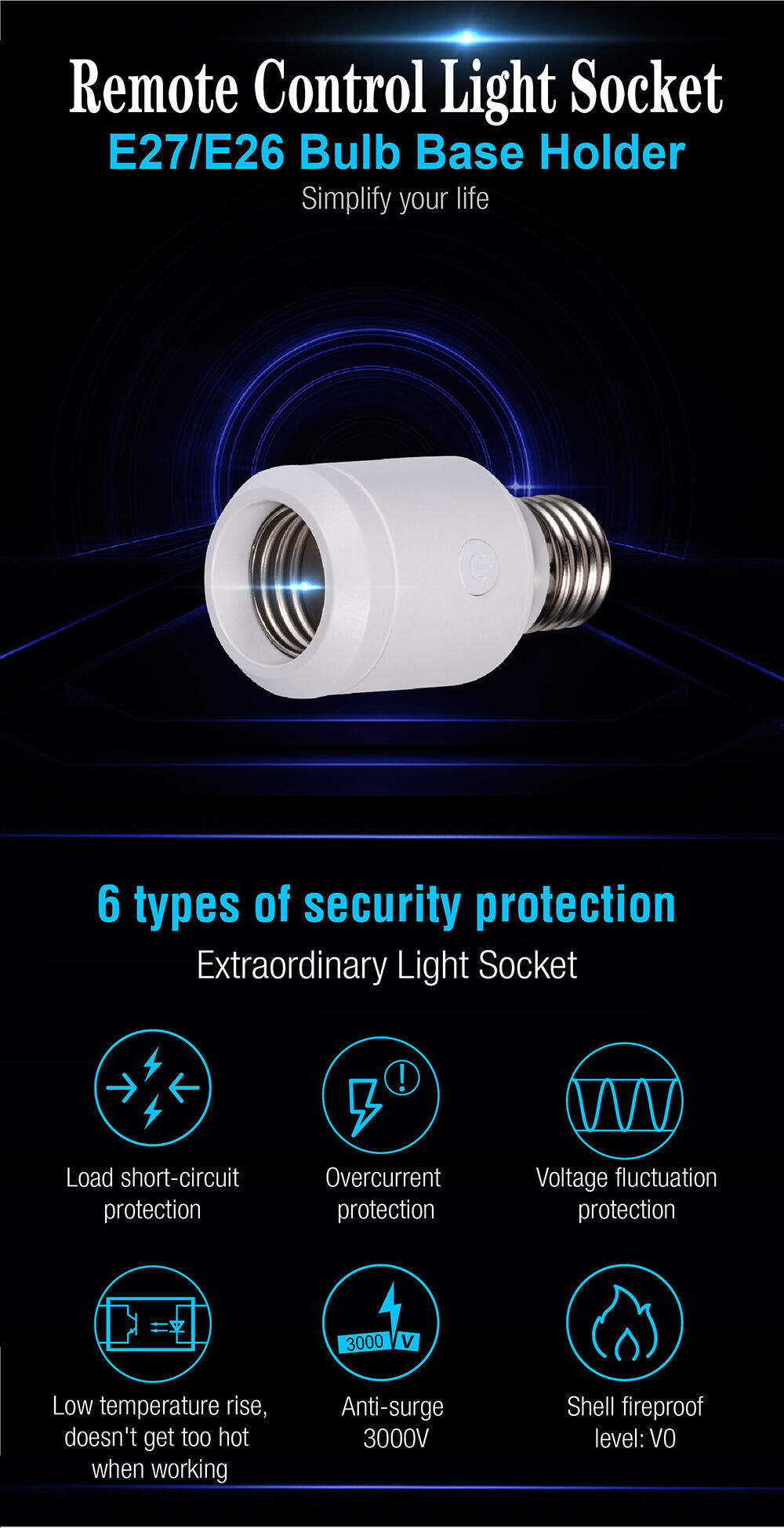 Buy Wholesale China Remote Control Led Bulb E26 E27 Holder 433mhz Rf ...