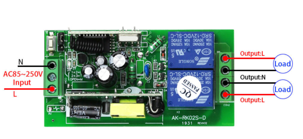 Buy Wholesale China Rf Remote Control Switch Ac85~250v 2 Ch 315/433mhz ...