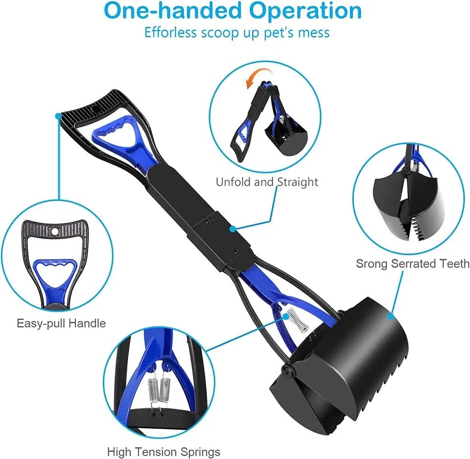 Non-breakable Pet Pooper Scooper For Dogs Handle One-hand Foldable ...