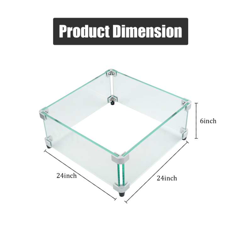5/16" Thickened Tempered Glass 24"*24"*6" Outdoor Wind Guard Fence ...