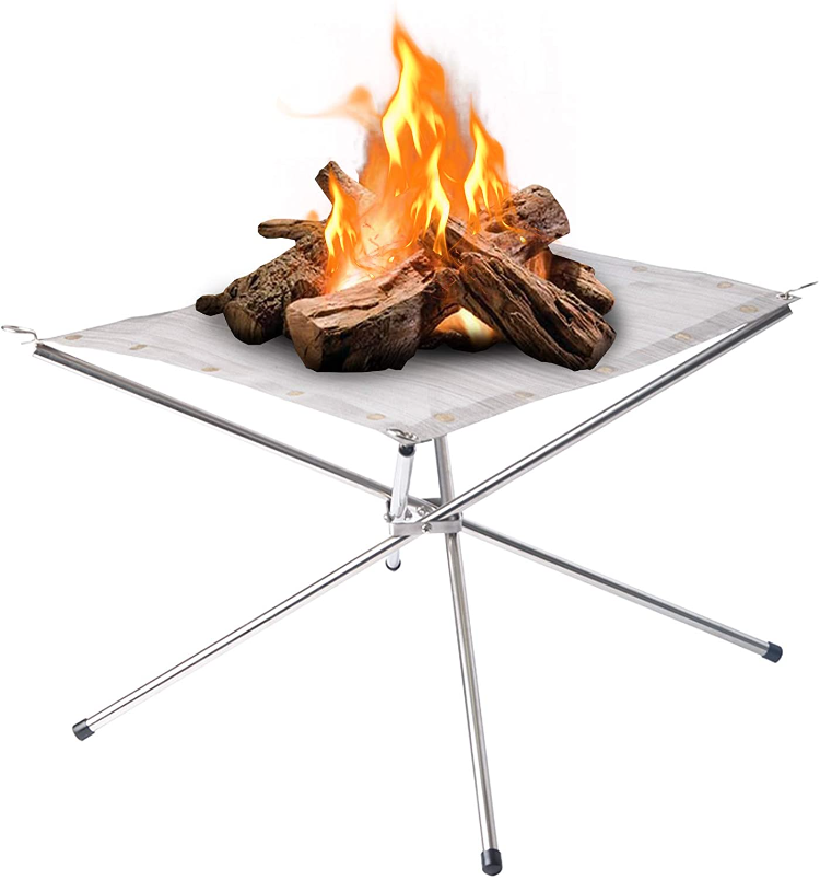 Pop Up Mesh Fire Pit Foldable Mesh Fireplace For Camping Stainless ...