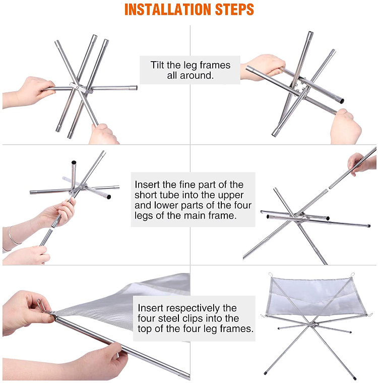 Pop Up Mesh Fire Pit Foldable Mesh Fireplace For Camping Stainless ...