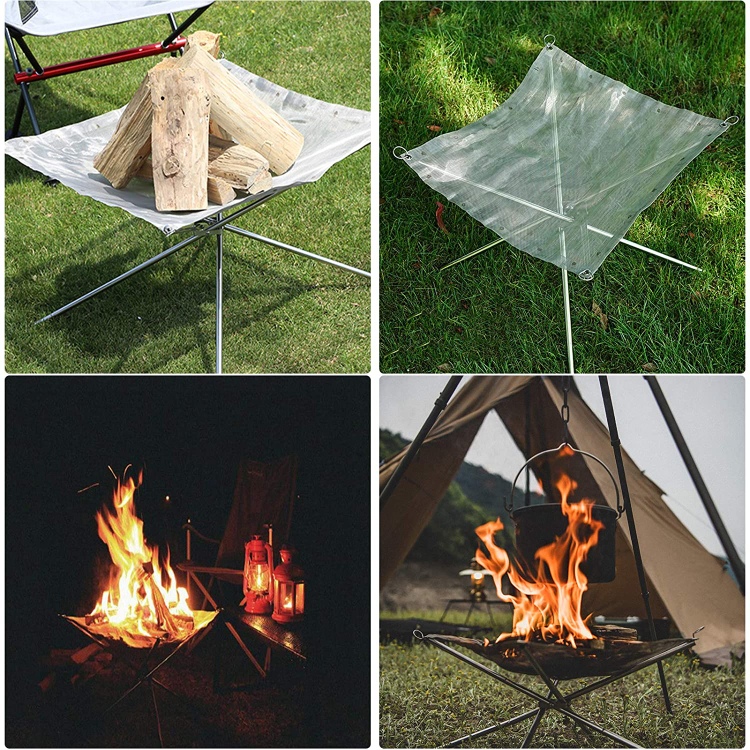 Pop Up Mesh Fire Pit Foldable Mesh Fireplace For Camping Stainless ...