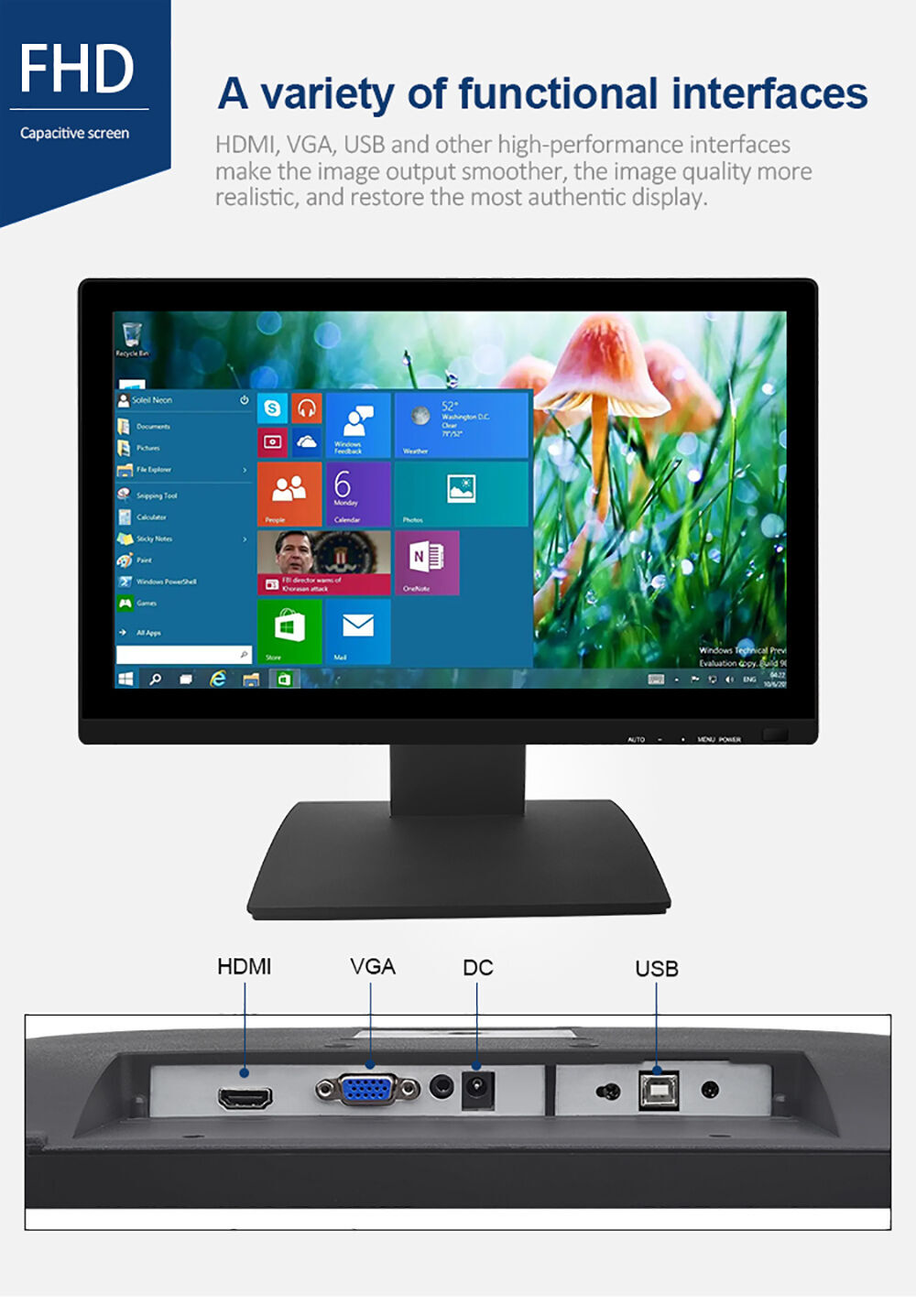 Pure Flat Plastic Shell Touch Display 19.5 Inch Ips1600*900 Tft Led ...